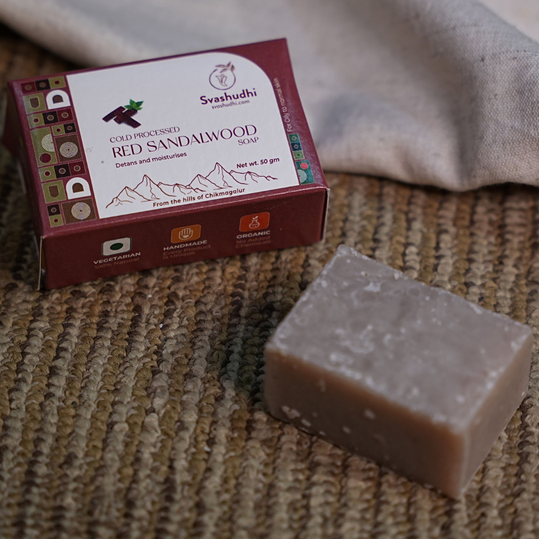 Cold Processed Red Sandalwood Soap 50 gms – Svashudhi